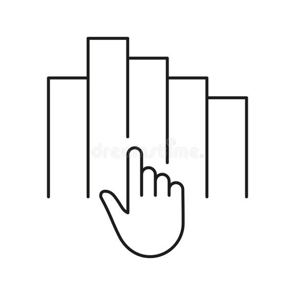 Hand Touching Bar Graph Line Icon. Data Interaction, Analytics, and ...