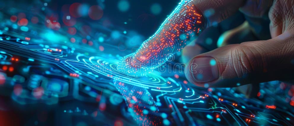 A Hand is Touching a Blue Screen with a Red Dot in the Middle by AI ...