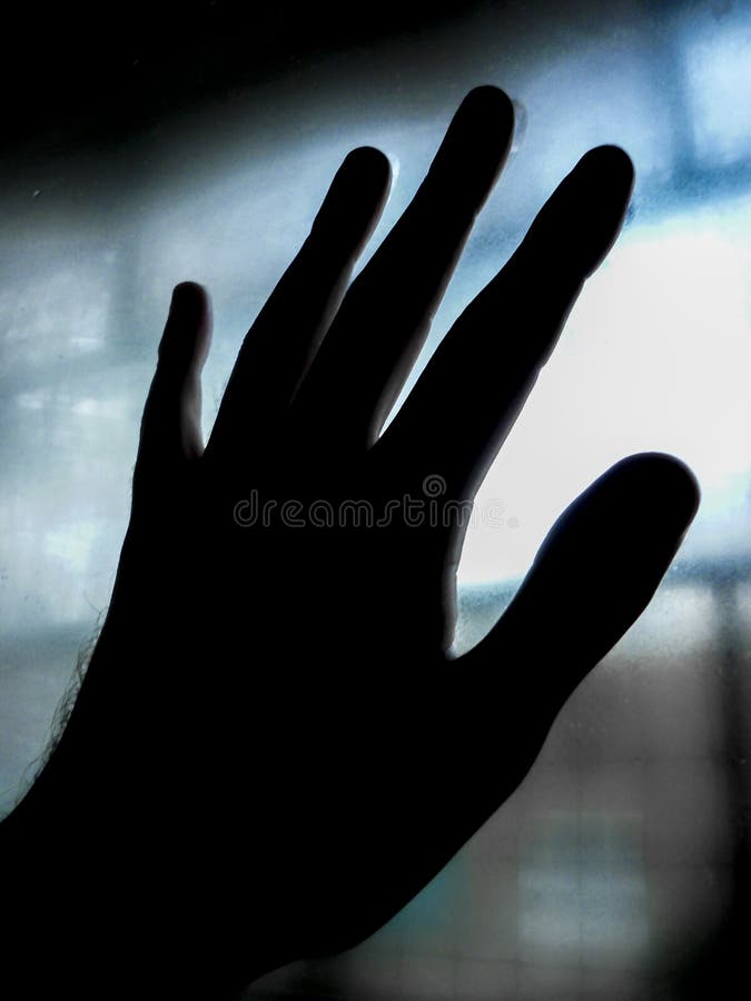 Hand Touching Blurred Window Glass Stock Image - Image of light, hand ...