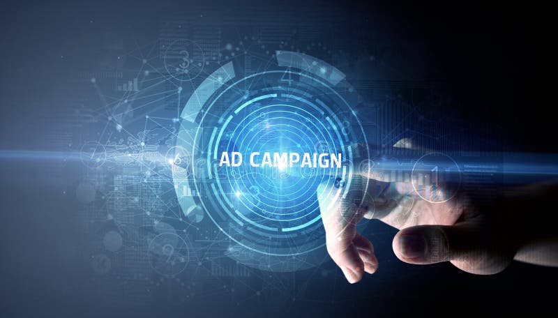 Hand Touching Business Concept Button Stock Image - Image of data ...