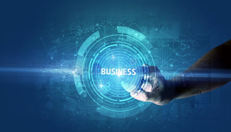 Hand Touching Business Concept Button Stock Image - Image of idea ...