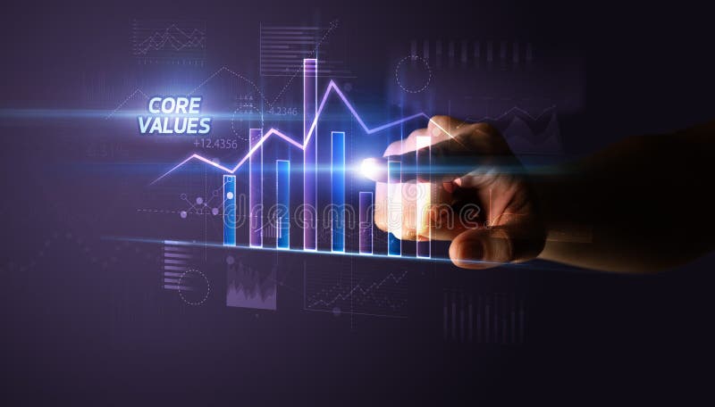 Hand Touching Business Concept Stock Photo - Image of economy, data ...