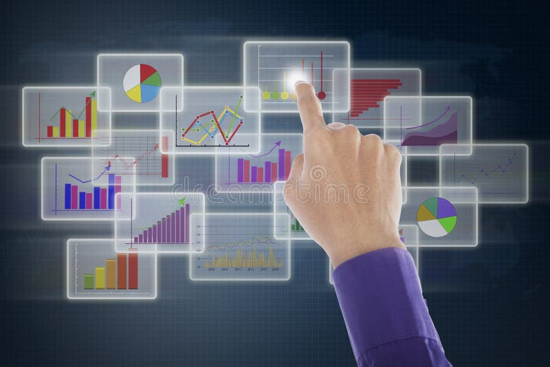Hand Touching Business Graph Stock Image - Image of economy, concept ...