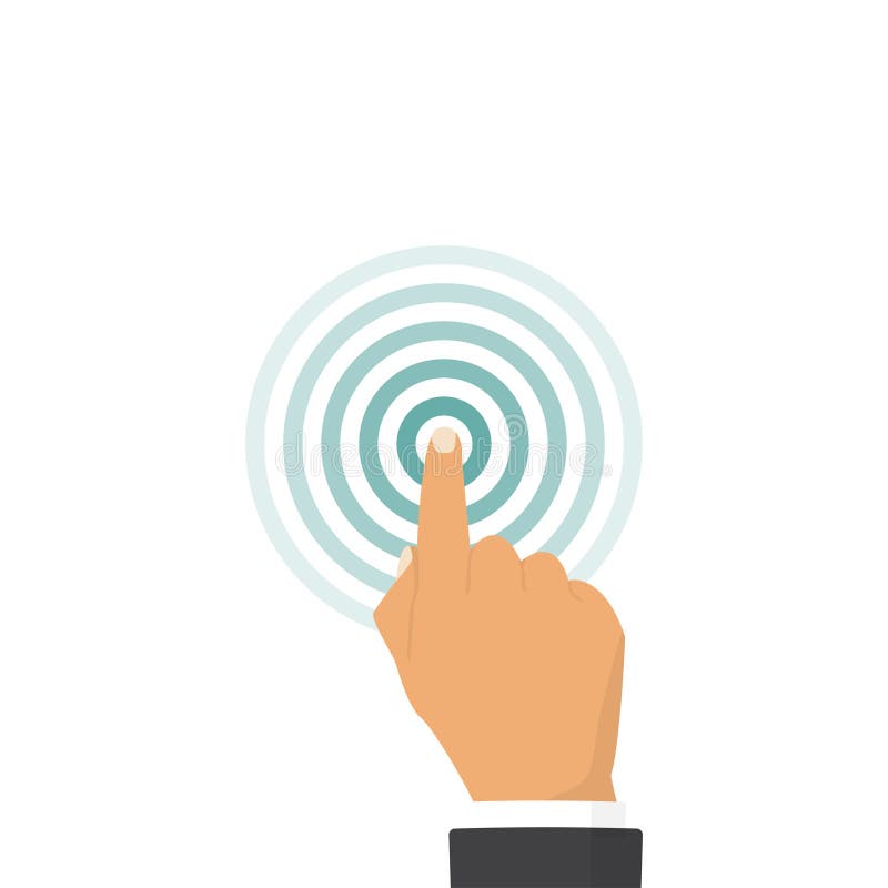 Hand with Touching a Button or Pointing Finger Sign. Vector ...