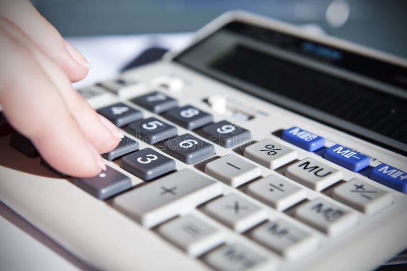 Hand Touching Calculator in Office Stock Image - Image of equipment ...