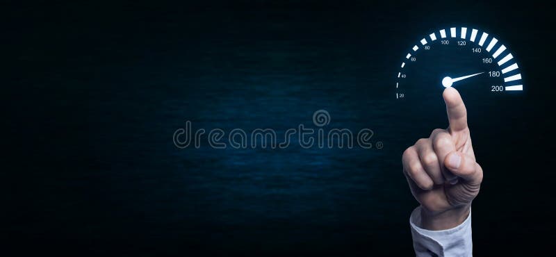 Hand Touching Car Speedometer. Stock Image - Image of sign, concept ...