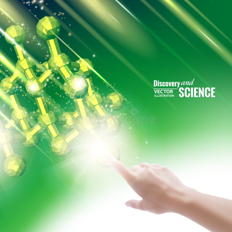 Hand Touching Chemical Molecule. Stock Vector - Illustration of ...