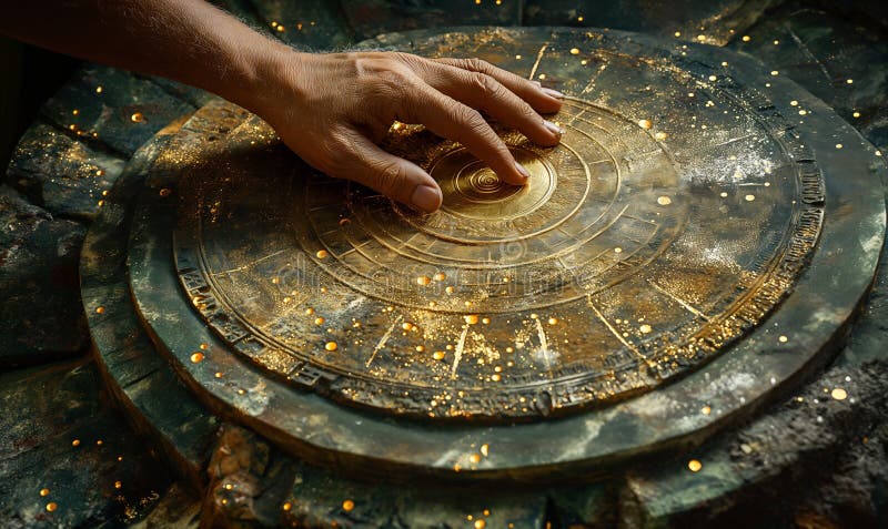 Hand Touching Circular Object. Generative AI Stock Illustration ...