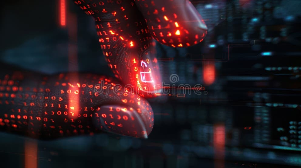 A Hand Touching Code. AI Generated Stock Photo - Image of cybercrime ...