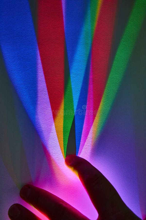 Hand Touching Color Spectrum - Abstract Light Interaction Stock Photo - Image of brightness ...