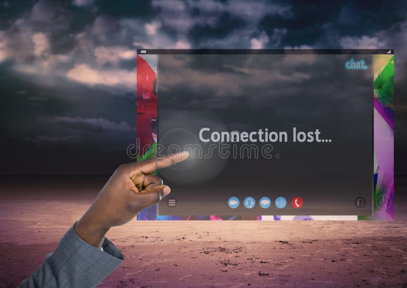 Hand Touching Connection Lost on Social Video Chat App Interface Stock ...