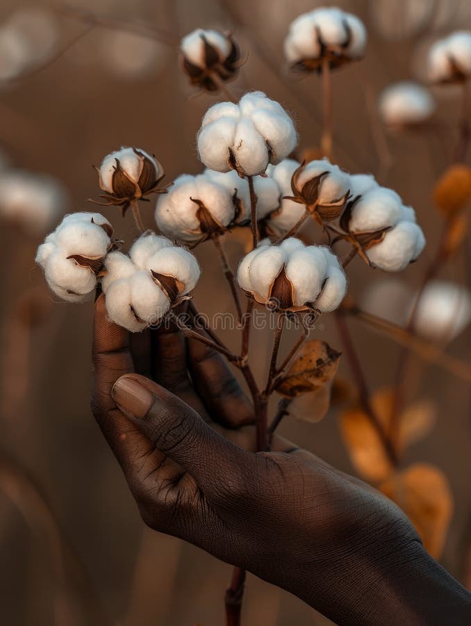 Hand Touching Cotton Plant, Soft White Cotton Bolls. Stock Photo ...