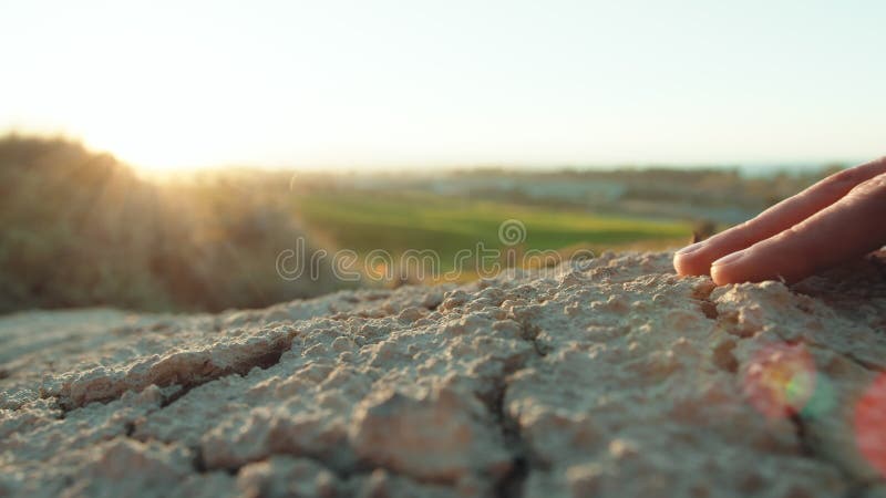 Hand Touching Cracked Dry Ground Stock Video - Video of environment ...