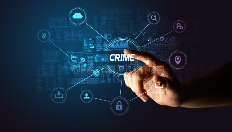 Hand Touching Cybersecurity Button Concept Stock Image - Image of tech ...