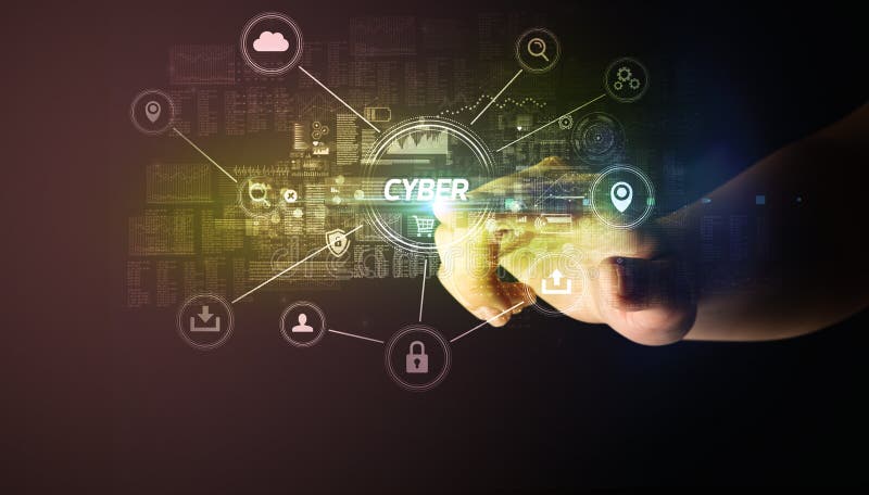Hand Touching Cybersecurity Button Concept Stock Photo - Image of ...