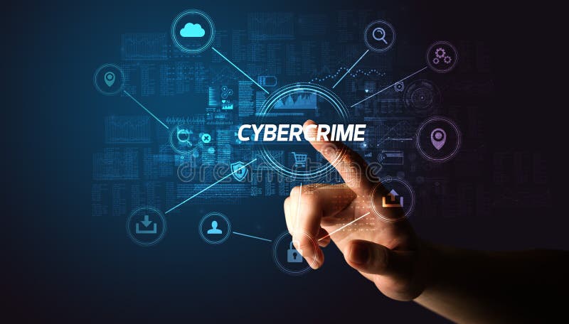 Hand Touching Cybersecurity Button Concept Stock Illustration ...