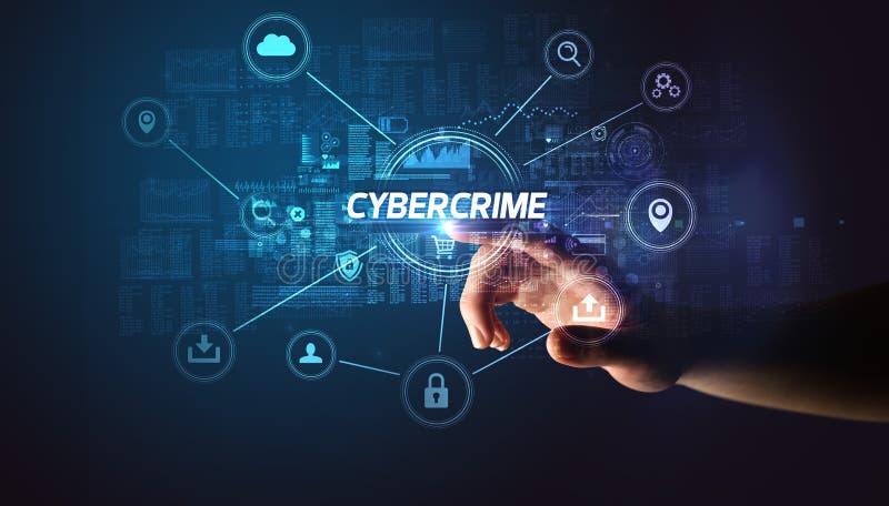 Hand Touching Cybersecurity Button Concept Stock Photo - Image of ...