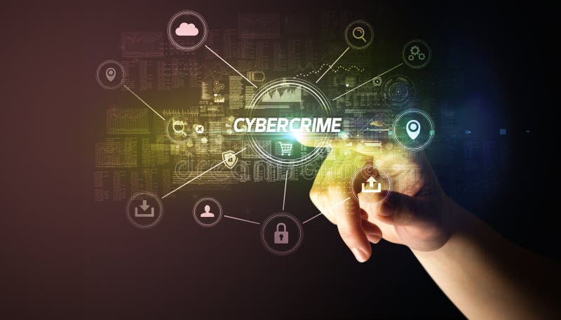 Hand Touching Cybersecurity Button Concept Stock Photo - Image of code ...