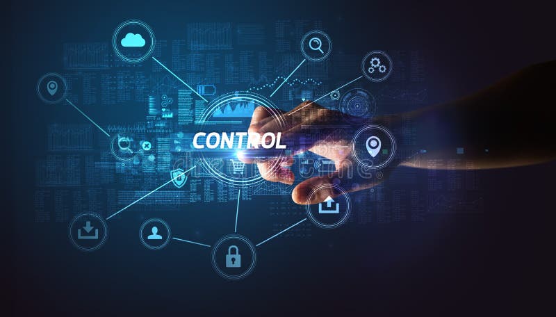 Hand Touching Cybersecurity Button Stock Image - Image of access, hack ...