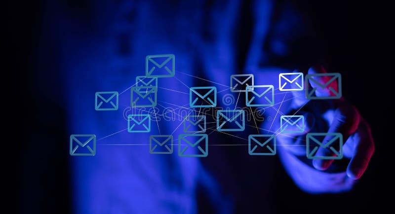 Hand Touching 3D Render Email Inbox Electronic Communication Graphics ...