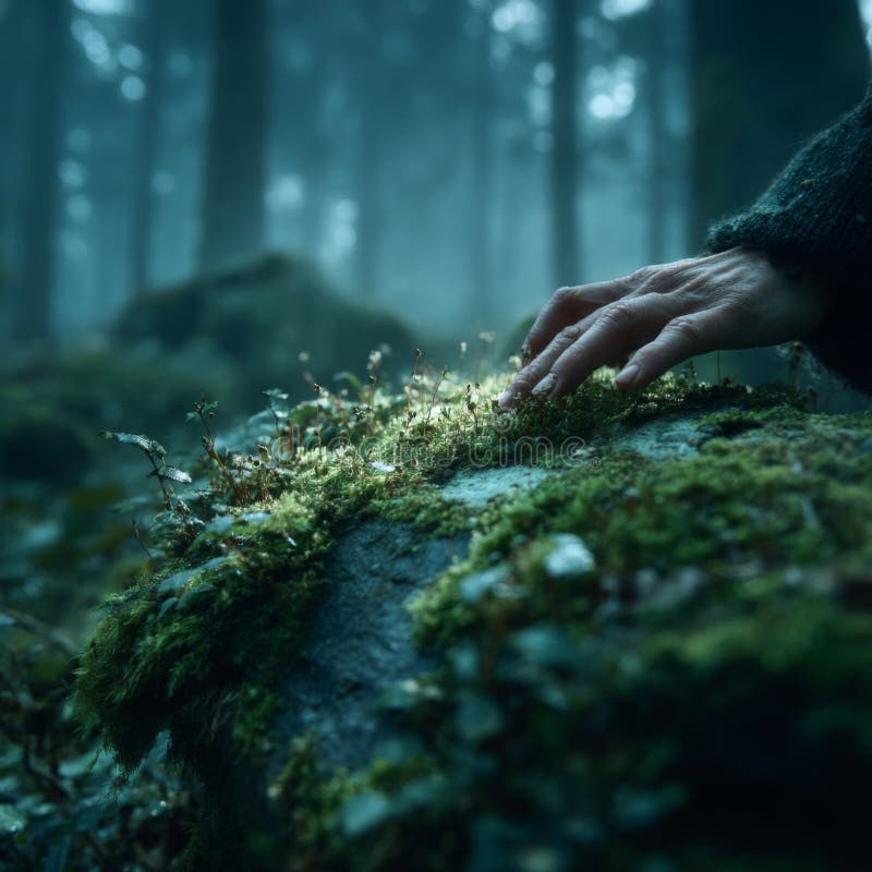 Hand Touching Dewy Moss Stock Illustrations – 1 Hand Touching Dewy Moss ...