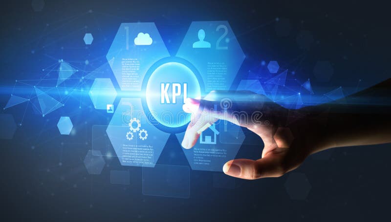 Hand Touching Digital Button Concept Stock Photo - Image of networking ...