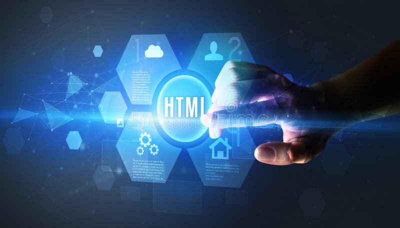 Hand Touching Digital Button Stock Illustration - Illustration of ...