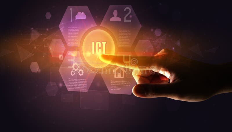 Hand Touching Digital Button Stock Image - Image of international ...