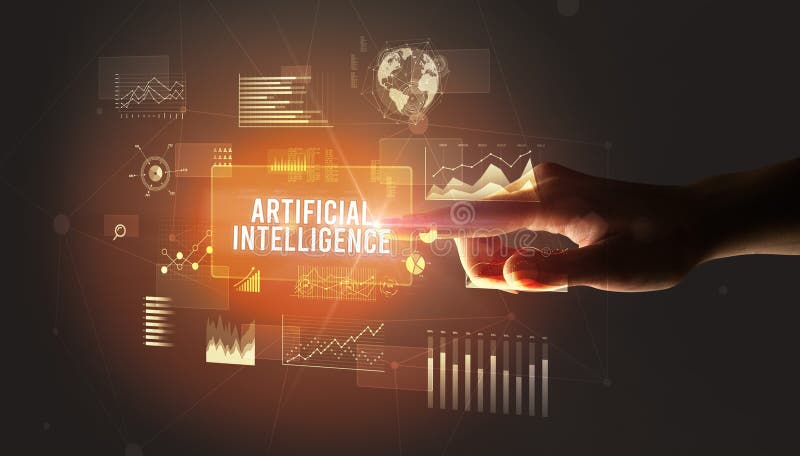 Hand Touching Digital Button, Modern Technology Concept Stock Photo ...