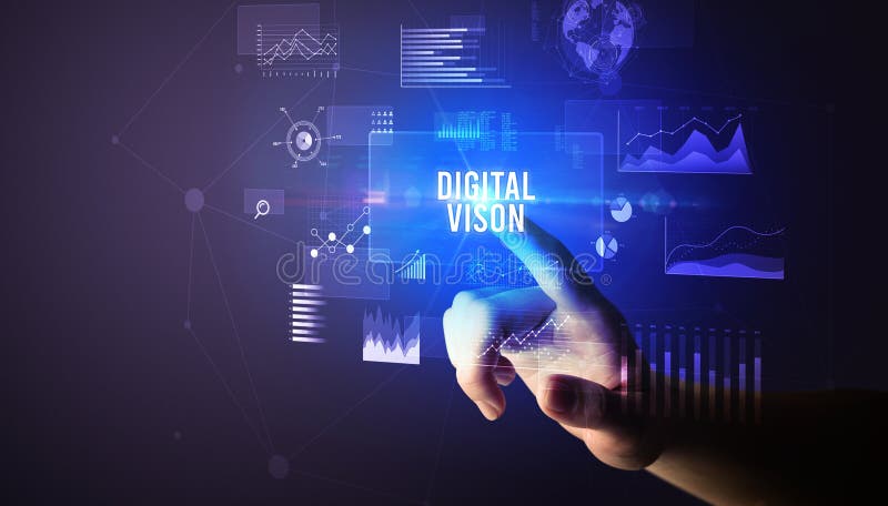 Hand Touching Digital Button, Modern Technology Concept Stock Image ...