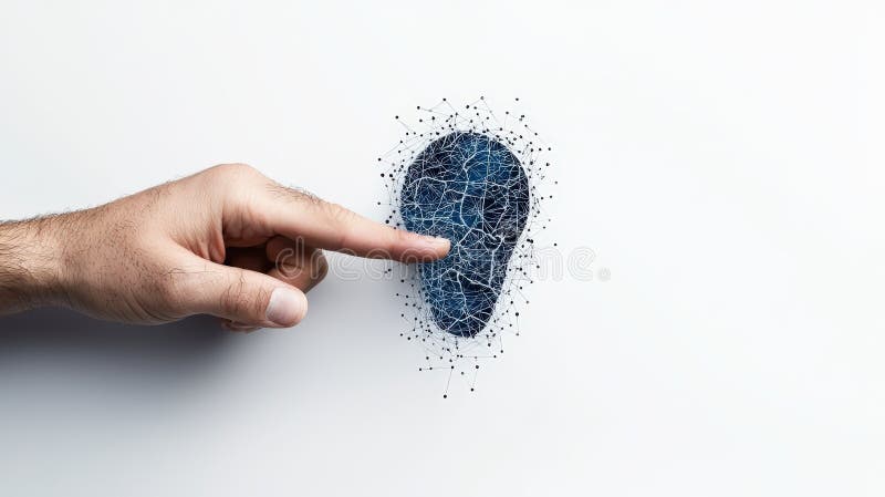 Hand Touching Digital Ear Icon White Background Stock Illustration ...