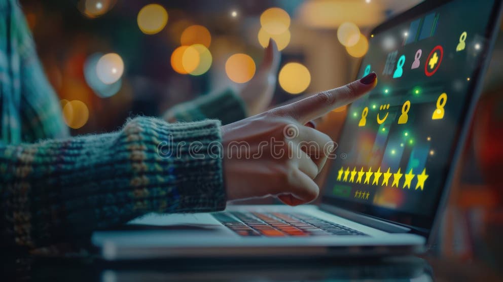 Hand Touching Digital Feedback Screen.AI Generated Image Stock Photo ...