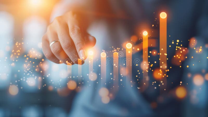 Hand Touching Digital Growth Chart Stock Illustration - Illustration of ...