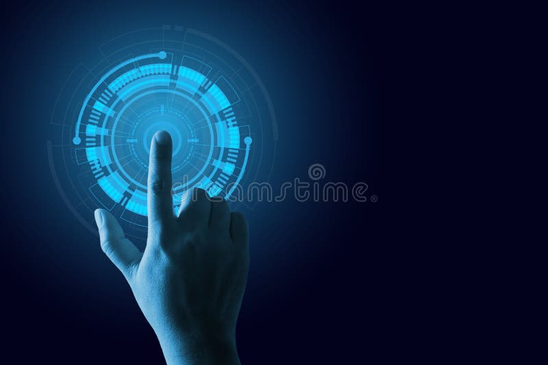 Hand Touching Digital Hud Virtual Futuristic Technology Interface Stock ... Hand Touching Digital Hud Virtual Futuristic Technology Interface Stock ...