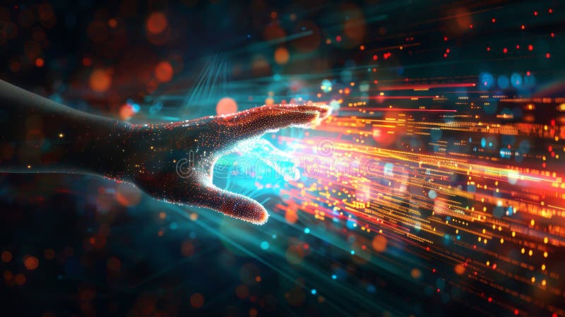 A Hand Touching Digital Interface.AI Generated Image Stock Image ...