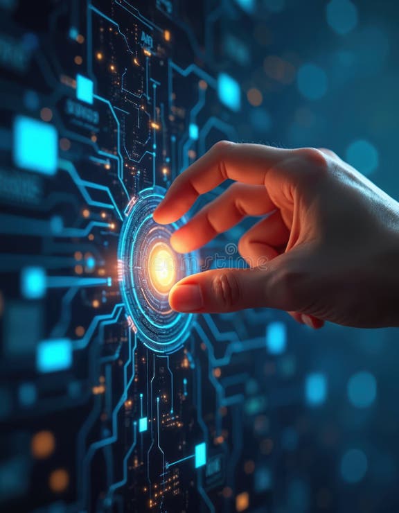 Hand Touching Digital Interface Connection, API Integration ...