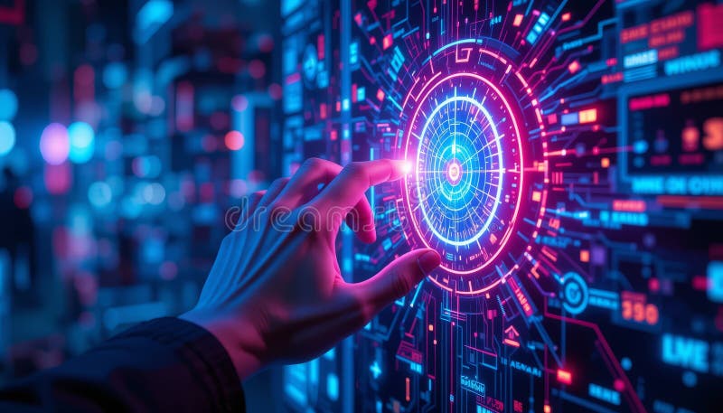 Hand Touching Digital Interface: Cybersecurity, AI, and Future ...