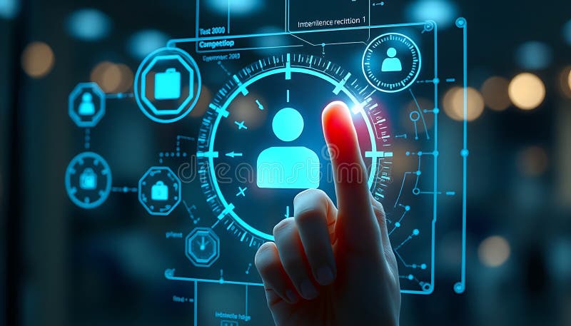 Hand Touching Digital Interface, Showcasing Technology Interaction and ...