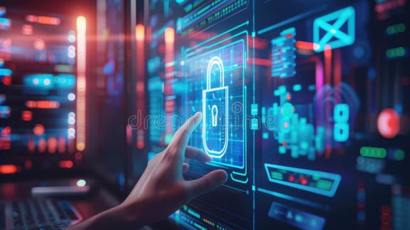 A Hand Touching Digital Lock. AI Generated Stock Image - Image of lock ...
