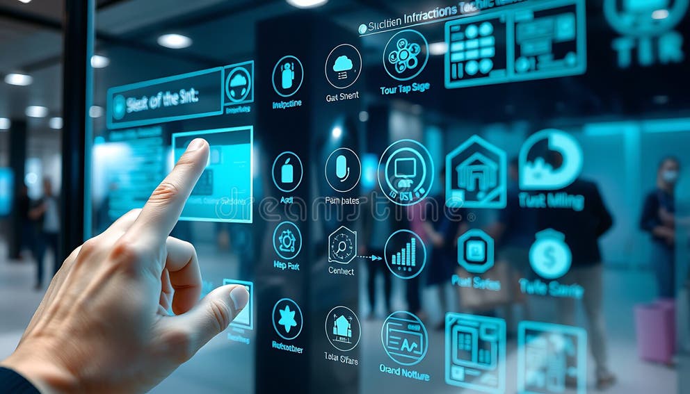 Hand Touching Digital Screen with Interface Technology Interaction ...