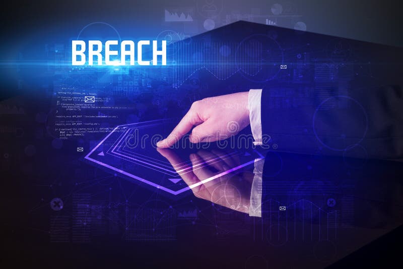 Hand Touching Digital Table Concept Stock Photo - Image of breach ...