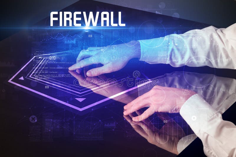 Hand Touching Digital Table Concept Stock Image - Image of economy ...