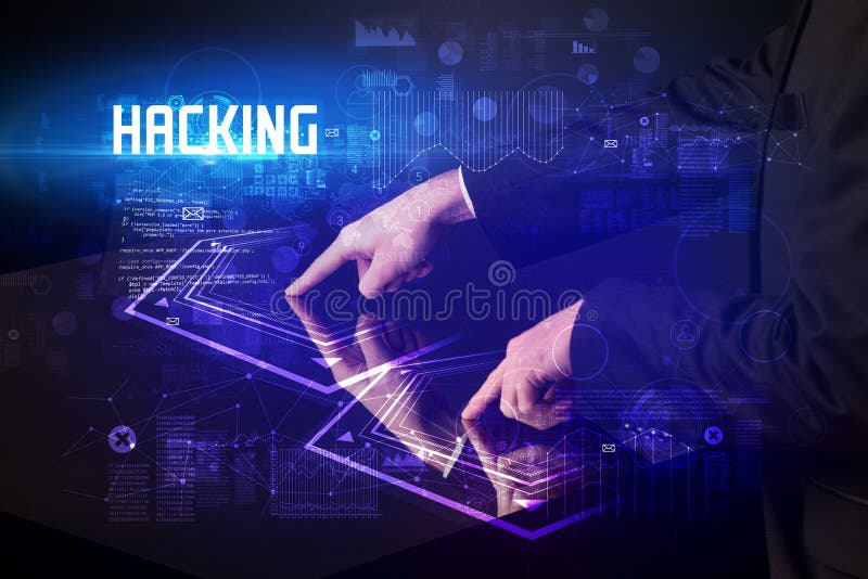 Hand Touching Digital Table Concept Stock Image - Image of concept ...