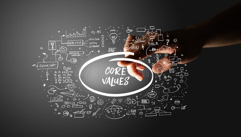 Hand Touching Hand Drawn Icons Stock Photo - Image of success, growth ...