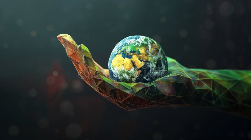 Hand Touching Earth Low Poly Stock Illustration - Illustration of ...