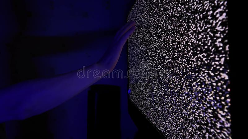 Hand Touching Electronic Screen with Television Static Stock Video ...