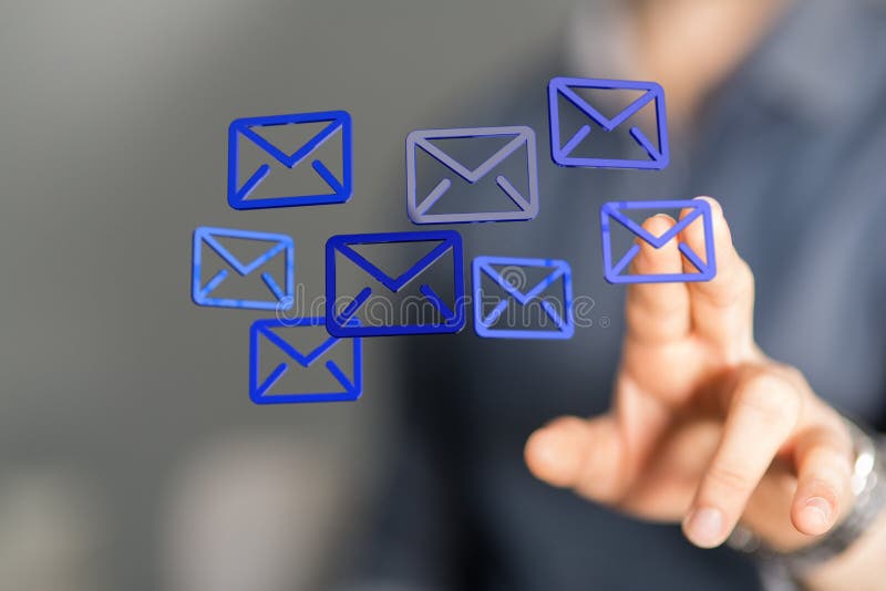 A Hand Touching Email with Finger Stock Image - Image of browsing, mail ...