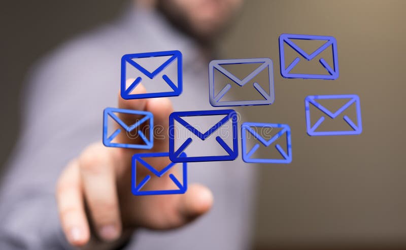 A Hand Touching Email with Finger Stock Image - Image of inquiry ...