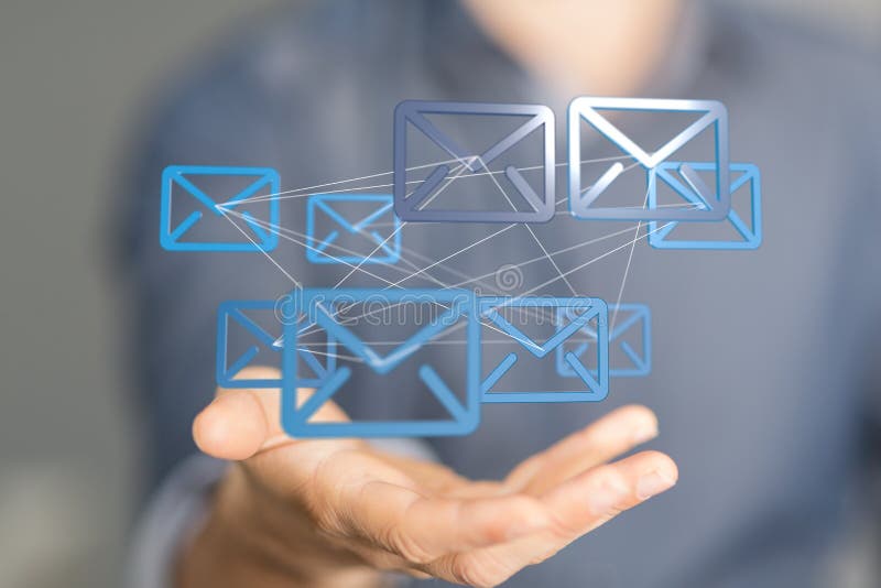 A Hand Touching Email with Finger Stock Photo - Image of correspondence ...