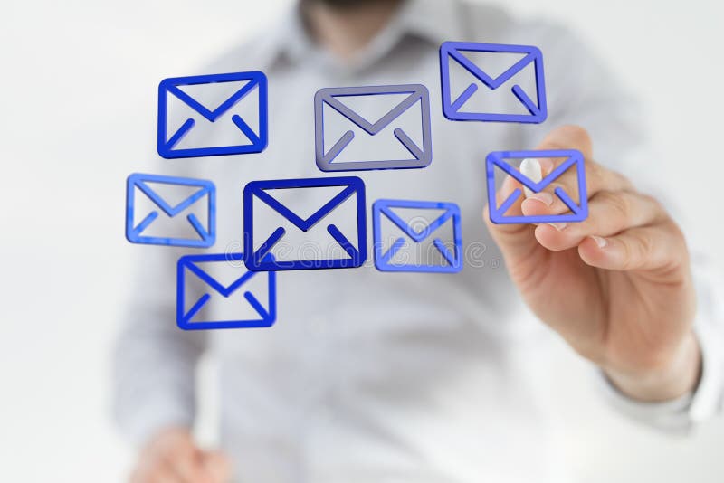 A Hand Touching Email with Finger Stock Photo - Image of contact, email ...